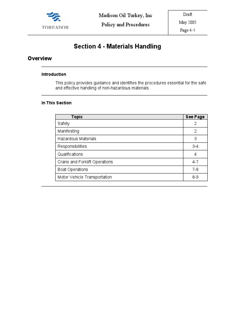 Materials Handling Safety Procedures | PDF | Crane (Machine) | Pallet