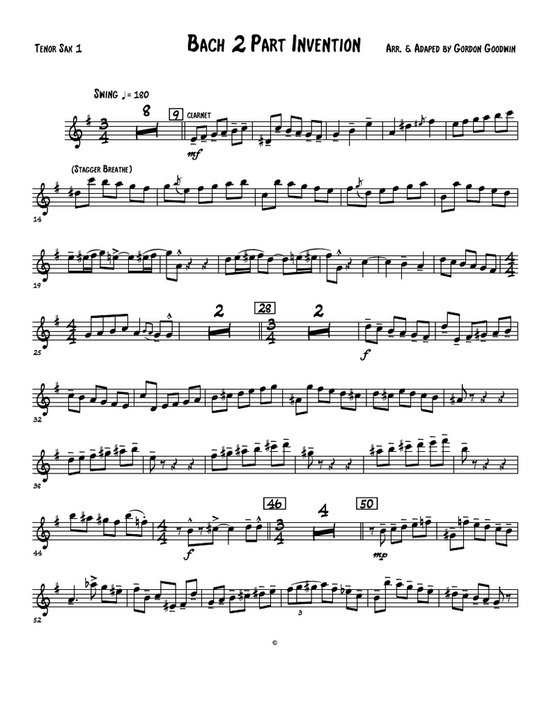 Bach Invention-New - Tenor Sax 1 | PDF | Lexicologie | Voix humaine