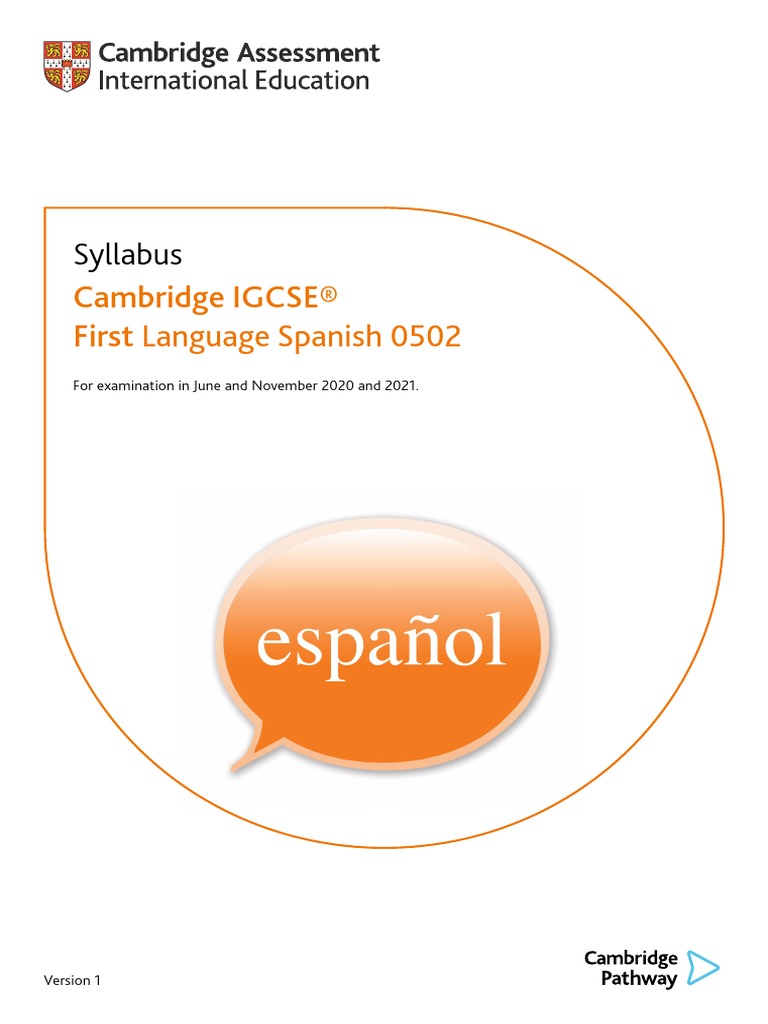 Syllabus: Cambridge IGCSE® First Language Spanish 0502 | PDF | Test ...