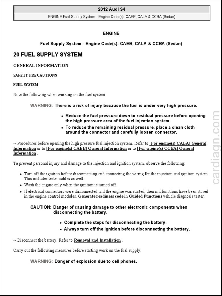 2012 Audi S4 Fuel System Manual | PDF | Electrical Connector | Throttle