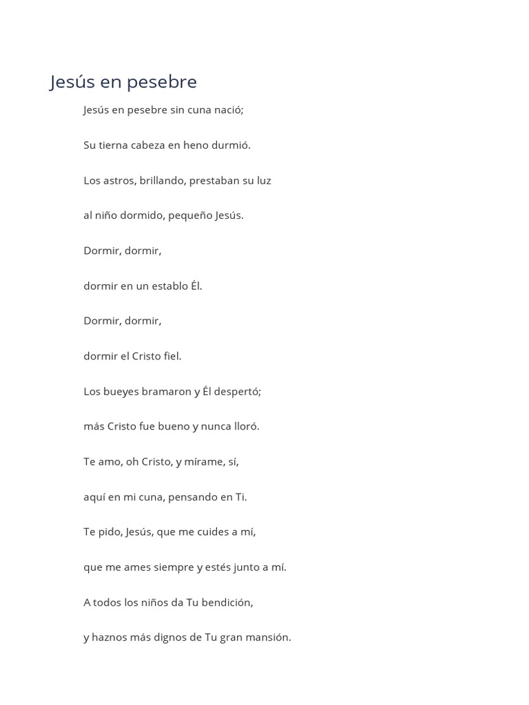 Jesus en Pesebre - Letra | PDF