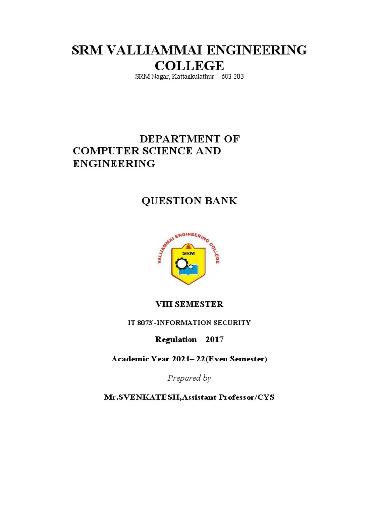 SRM Valliammai Engineering College: Department of Computer Science and ...