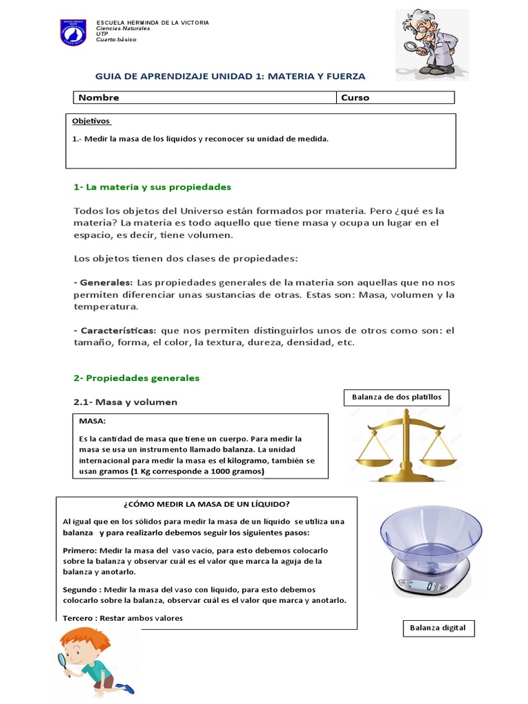 Guia 1 Masa Ciencias Naturales | PDF | Masa | Balanza