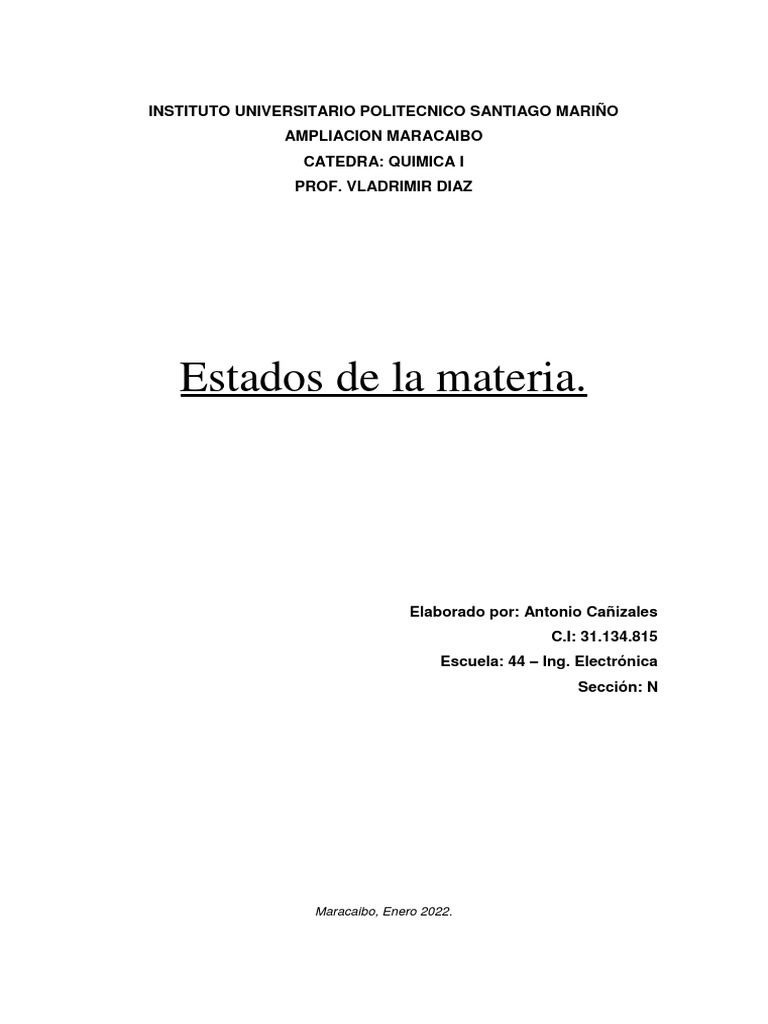 Los Estados de La Materia - Quimica Corte III | PDF | Gases | Importar