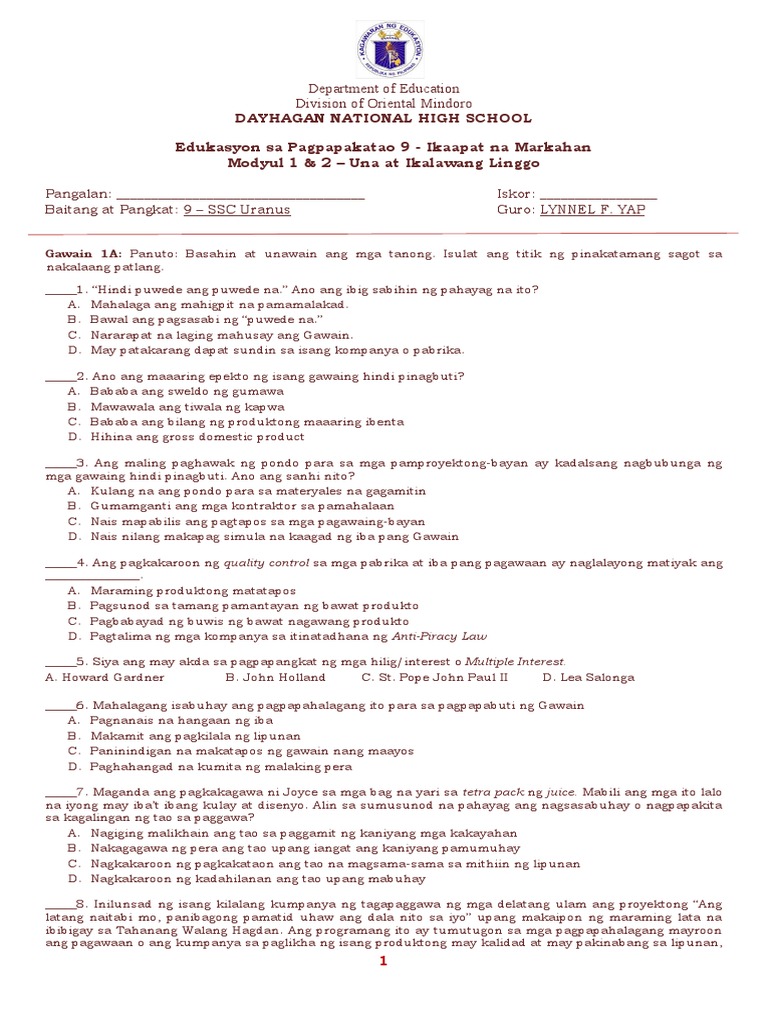 Esp 9 - Q4 - Las 1 | PDF