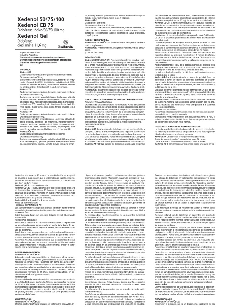 Xedenol: Comprimidos y Gel de Diclofenac | PDF | Droga anti ...