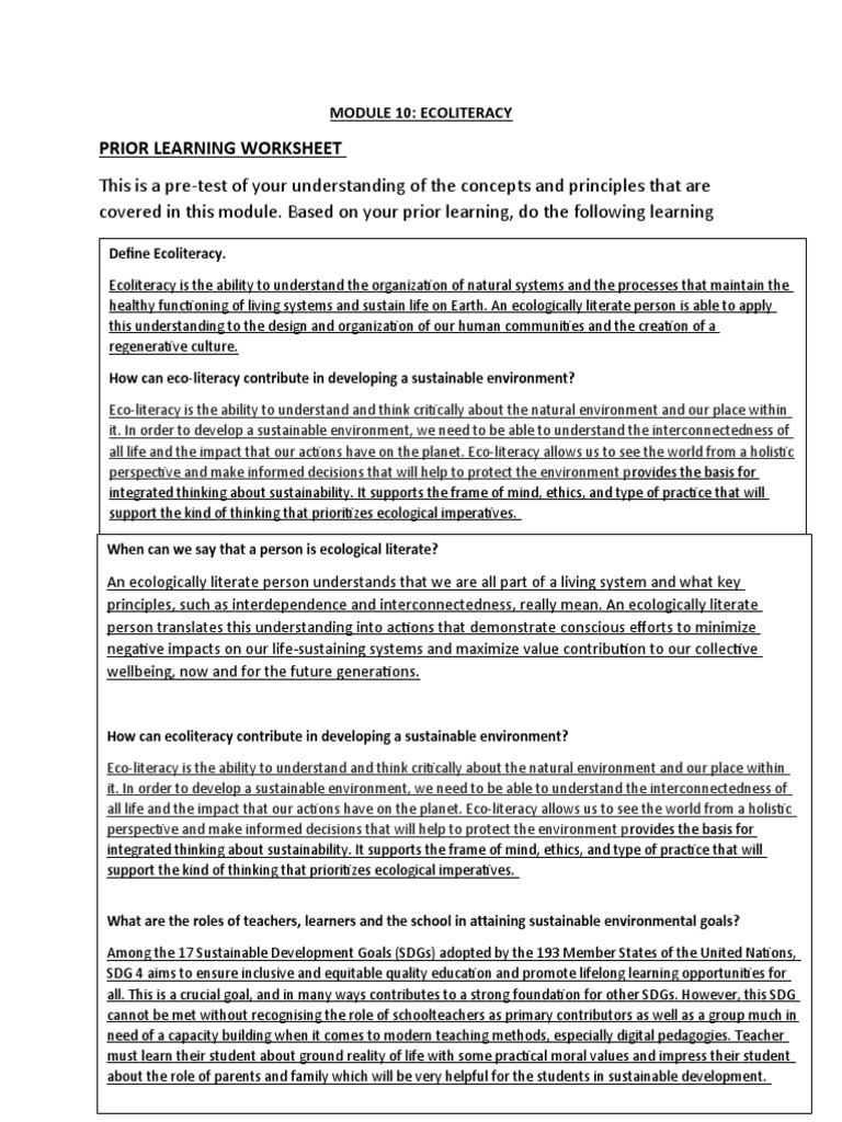 Module 10 | PDF | Project Based Learning | Sustainability