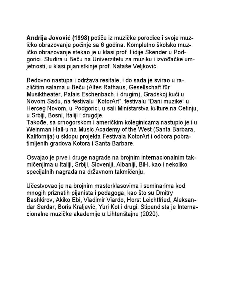 Biografija CG Andrija Kratko | PDF