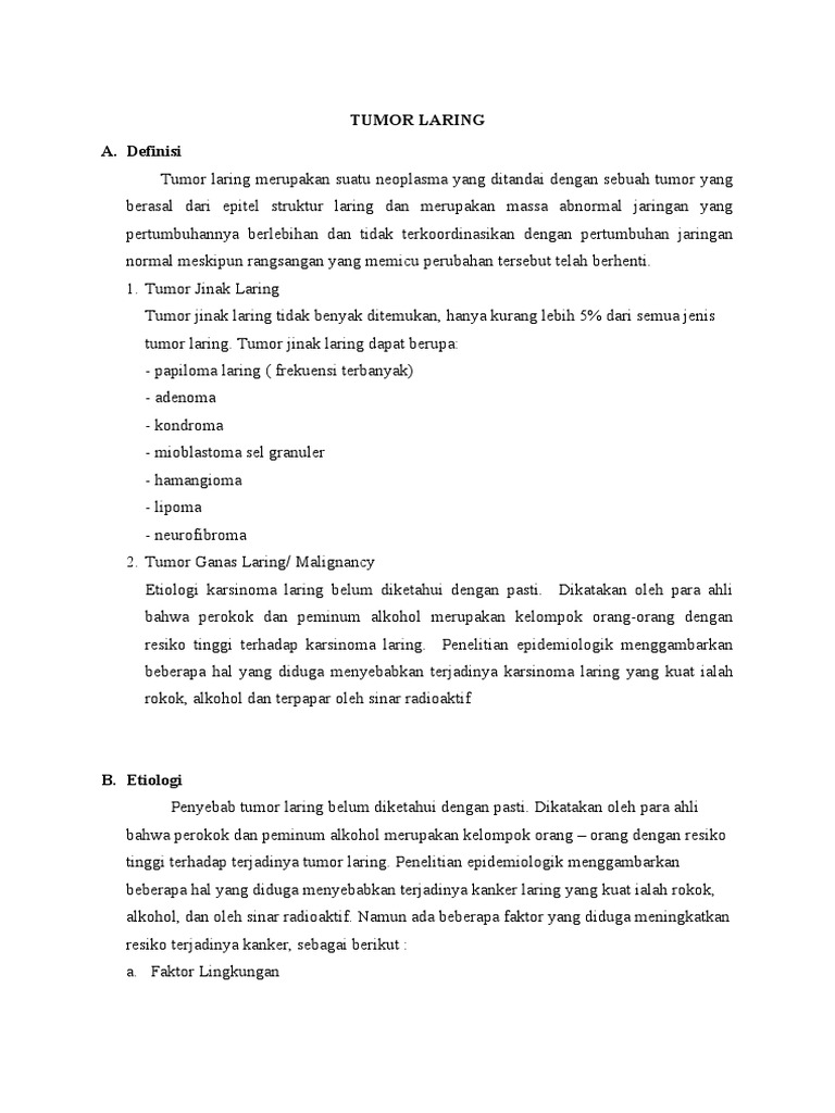 Tumor Laring: Jenis dan Penanganan | PDF