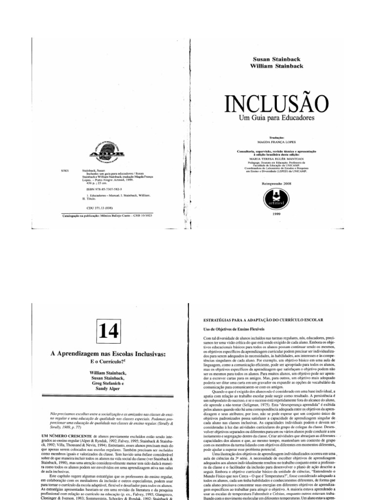 Cap. 14. A Aprendizagem Nas Escolas Inclusivas e o Curriculo. STAINBACK ...