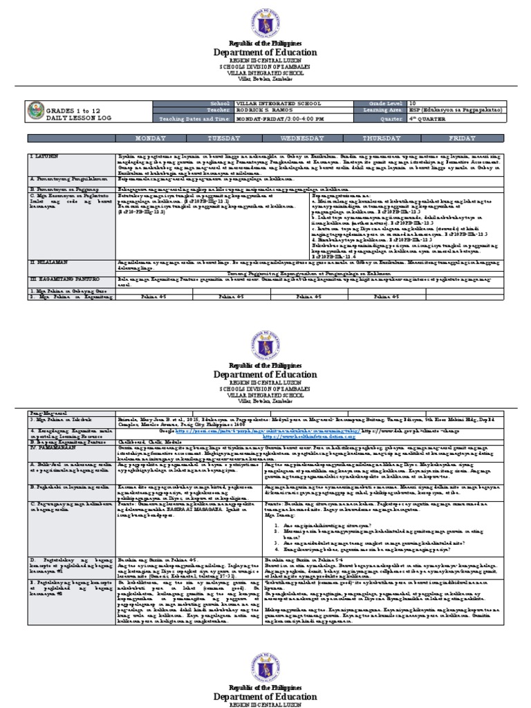 ESP 10 DLL - Q4 Week 1 | PDF