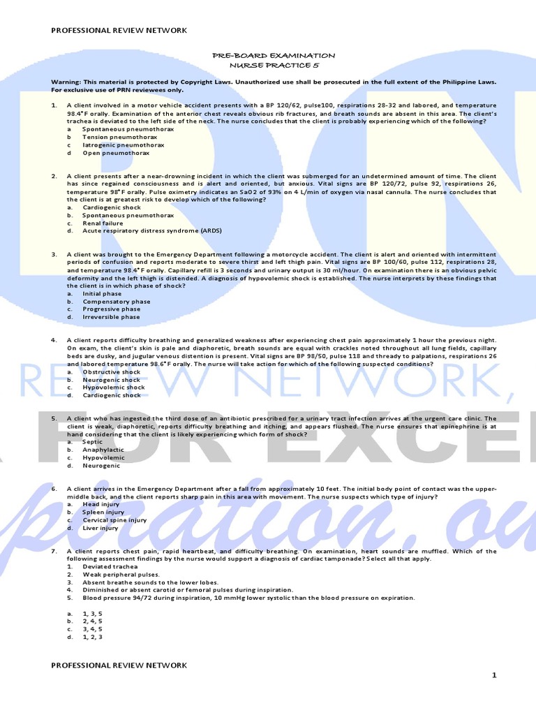 Preboard Examination - NP5 STUDENT | PDF | Personality Disorder | Schizophrenia