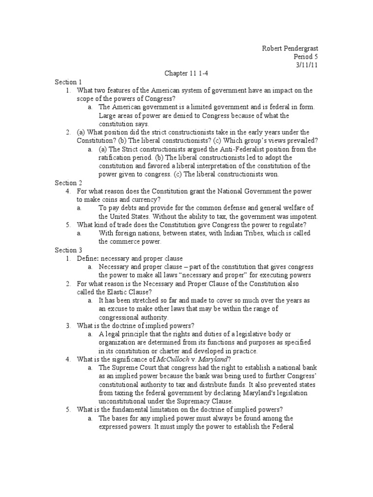 11 - 1-4 | PDF | Necessary And Proper Clause | United States Constitution