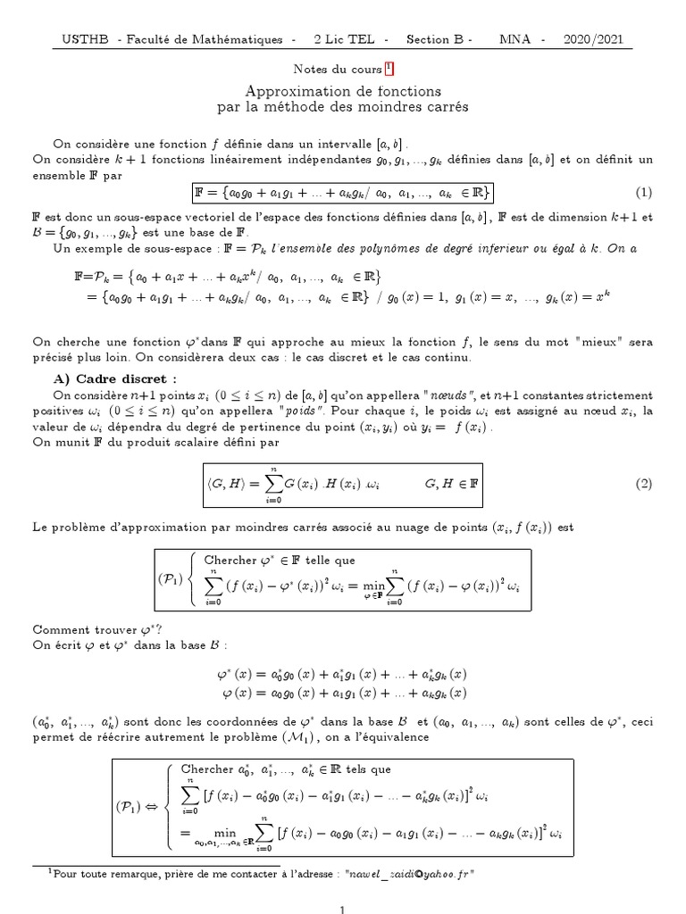 Approximation par moindres carrés | PDF | Méthode des moindres carrés ...