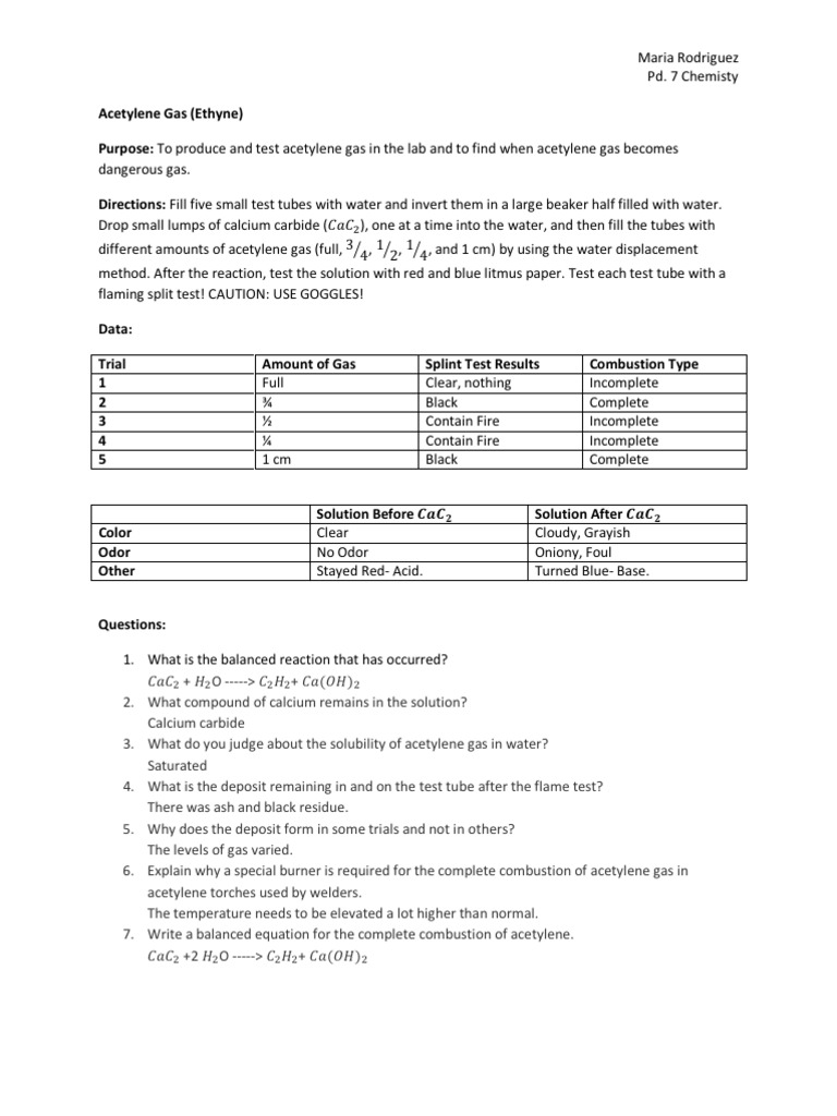 Acetylene Combustion Reactions | PDF
