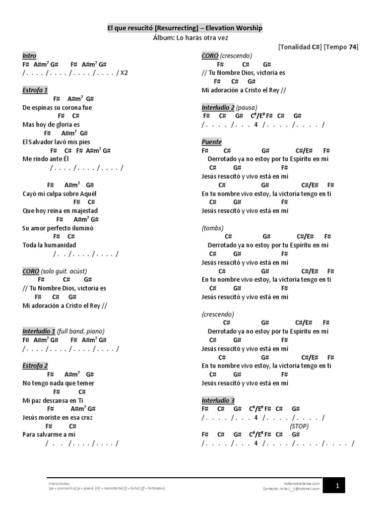 El Que Resucitó - Elevation Worship | PDF | Jesús
