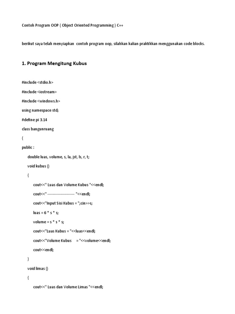 Materi 6 PBO (Contoh Program OOP Dengan C++) | Download Free PDF | Product Development ...