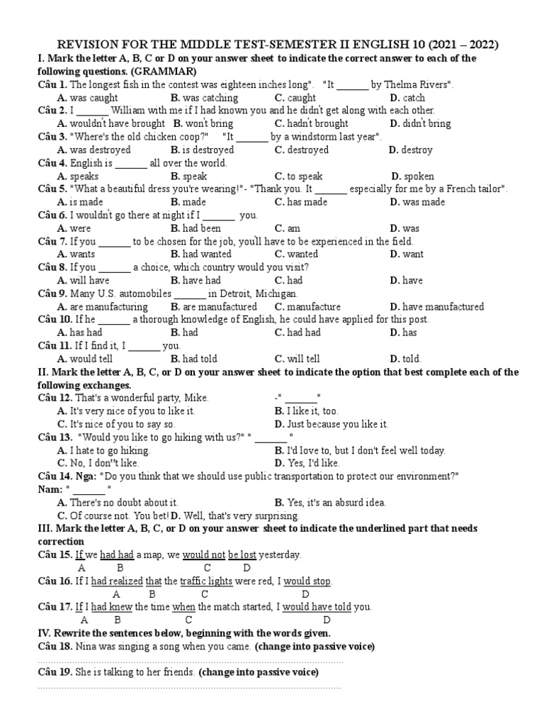 Revision For The Middle Test K10 | PDF | Songs | Folk Music