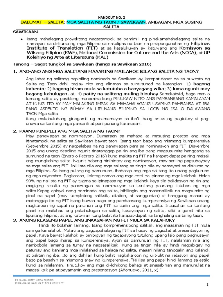 1st1920 Dalumat Lesson 2 | PDF