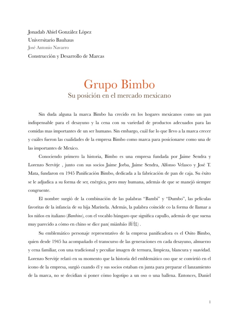 Bimbo: Éxito y Tradición en México | PDF | Publicidad | Comida y bebida