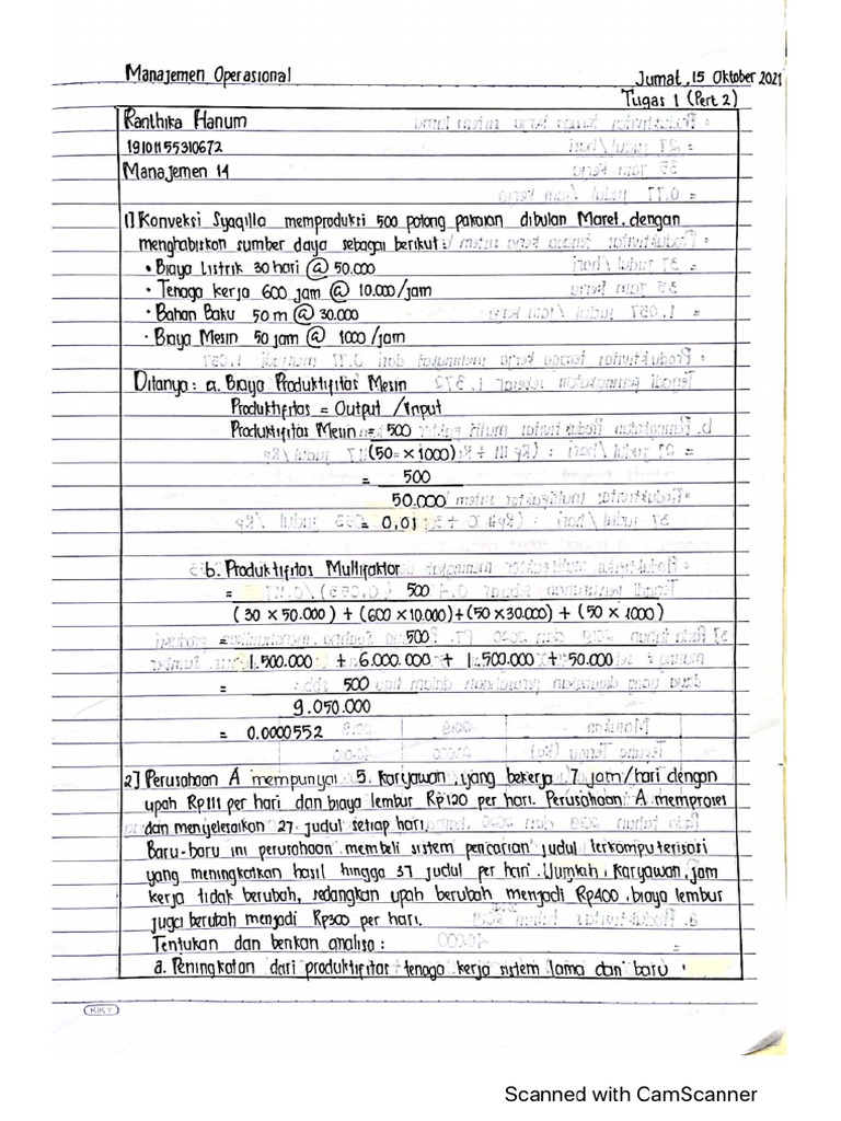 Ranthika Hanum - 19101155310672 - M14 - MNJM Operasional - Tugas 1 - Pert2 | PDF