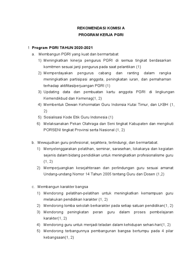 A. Program Kerja Pgri | PDF | Karier & Perkembangan | Bisnis