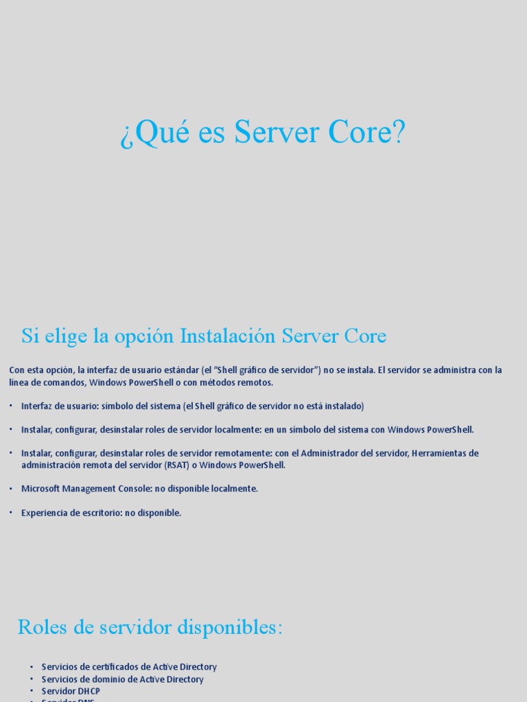 Qué Es Server Core | PDF | Directorio Activo | Servidor (Computación)