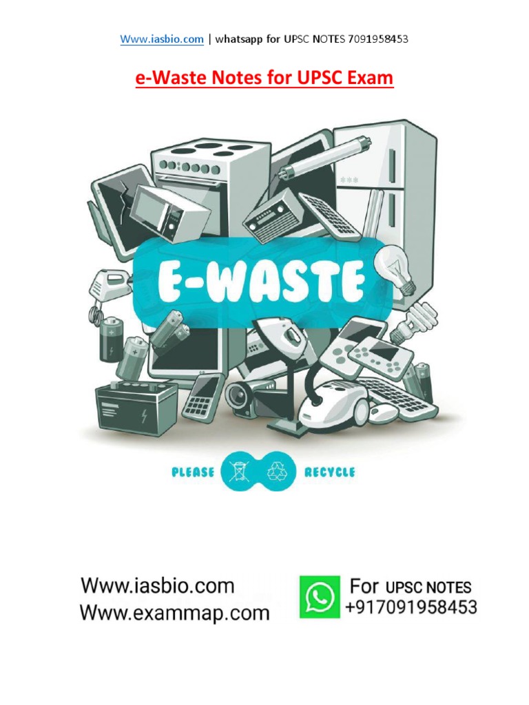 E-Waste Notes For UPSC Exam | PDF | Electronic Waste | Waste