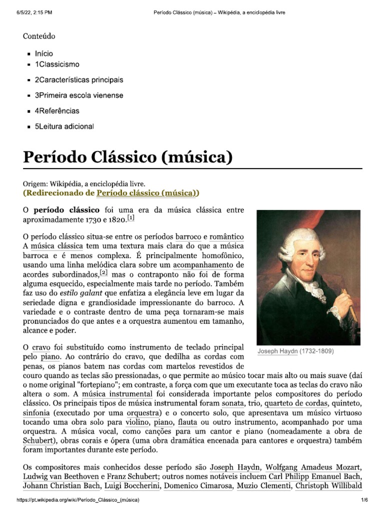 Período Clássico (Música) | PDF