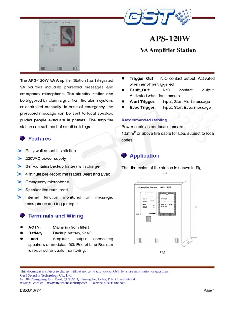 APS-120W VA Amplifier Station Overview | PDF | Amplifier | Microphone