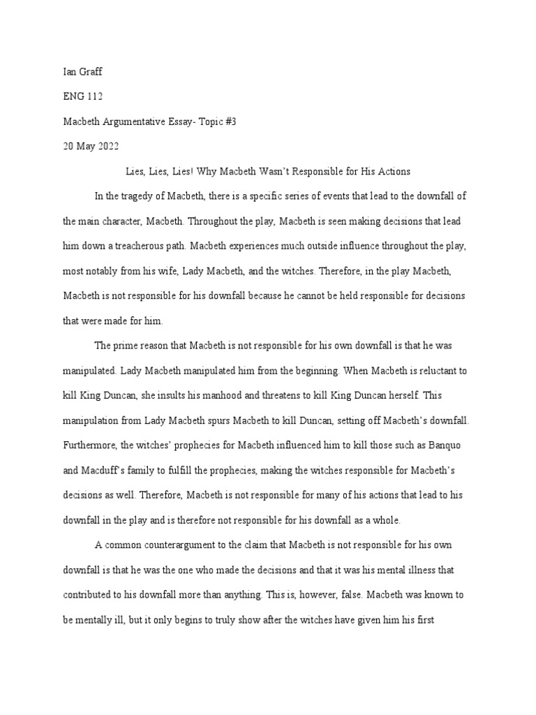 Macbeth Argumentative Essay Mayhaps | PDF | Macbeth