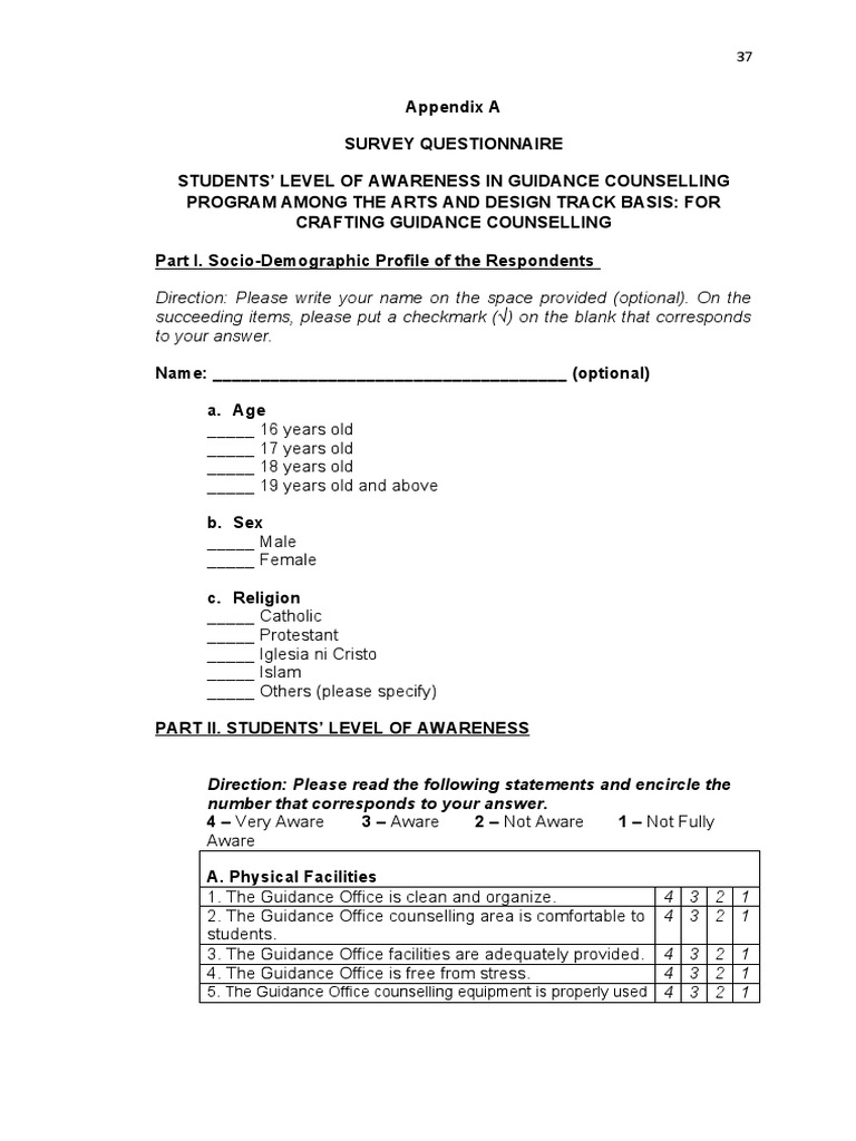 QUESTIONNAIRE | PDF | School Counselor