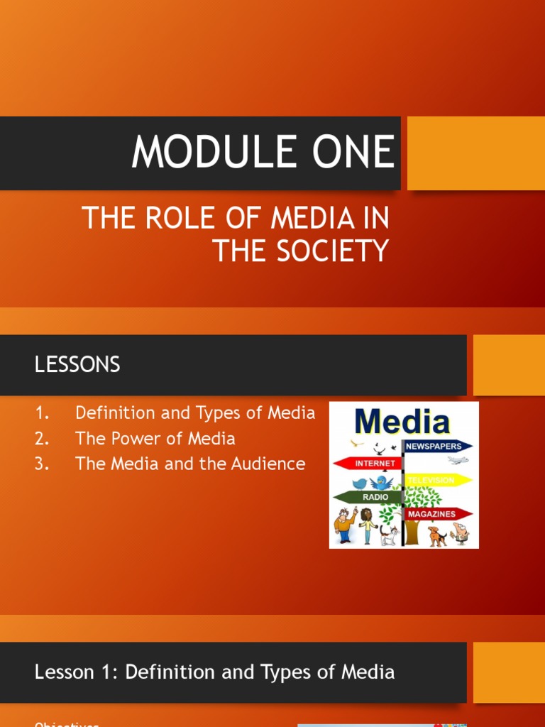 Module 1 (Lesson1-3) - The Role of MEdia in The Society | PDF | Mass ...