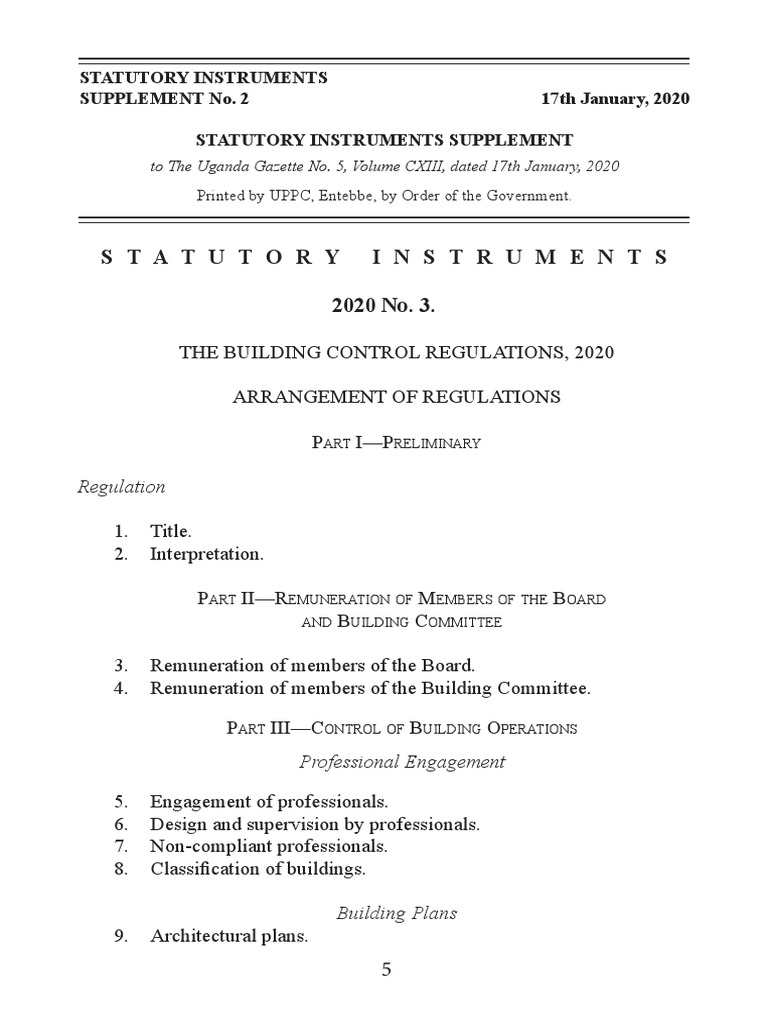 The Building Control Regulations 2020 | PDF | Architect | Wall