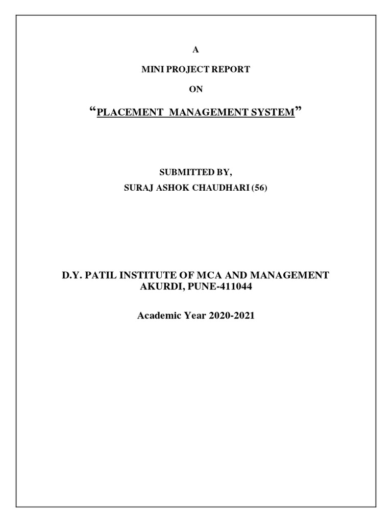 Placement Management System: A Mini Project Report ON | PDF | Use Case ...