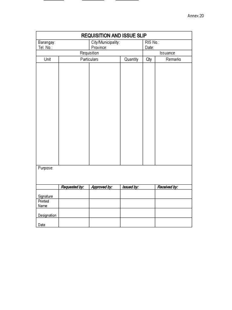 Requisition and Issue Slip | PDF