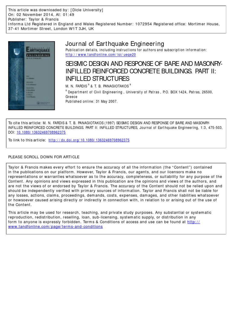 Journal of Earthquake Engineering | PDF | Strength Of Materials ...