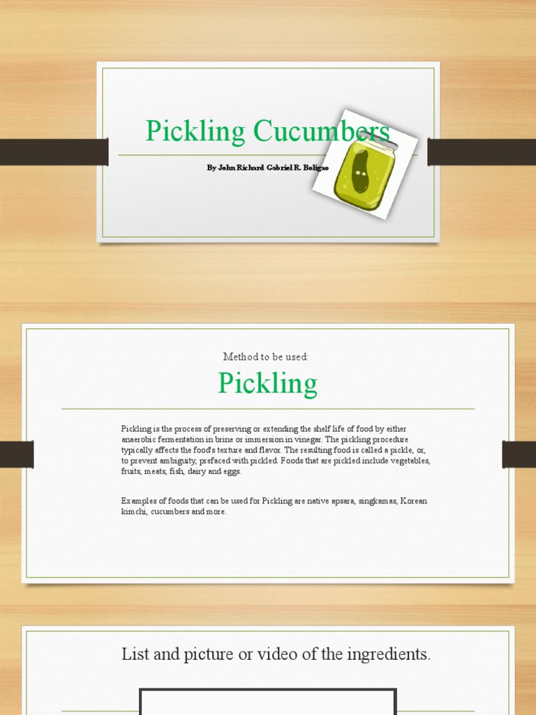 Pickling Cucumbers Worked Powerpoint | PDF | Pickling | Pickled Cucumber