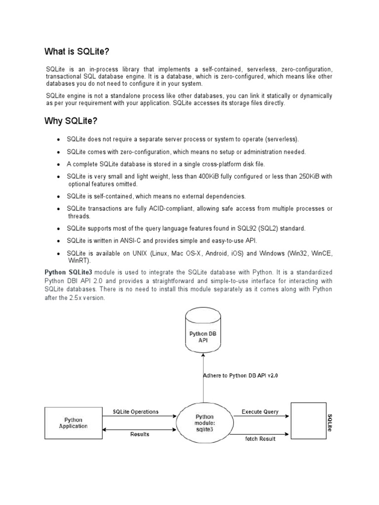 What Is Sqlite Python Sqlite3 Module Is Used To Integrate The Sqlite