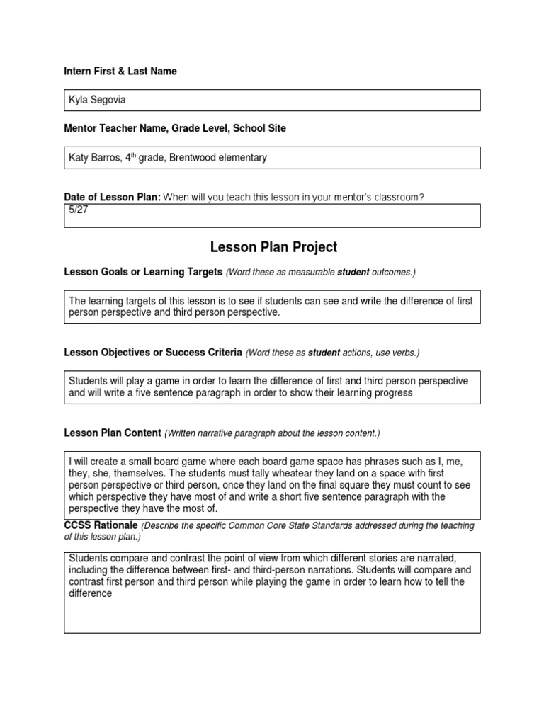 Internship q3 Lesson Plan Template 1 | PDF | Lesson Plan | Cognitive ...