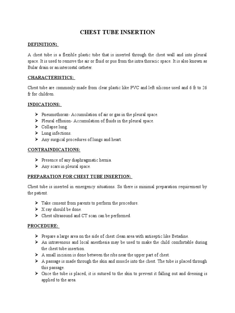 Chest Tube Insertion: An Intercostal Catheter | PDF | Thorax | Medicine