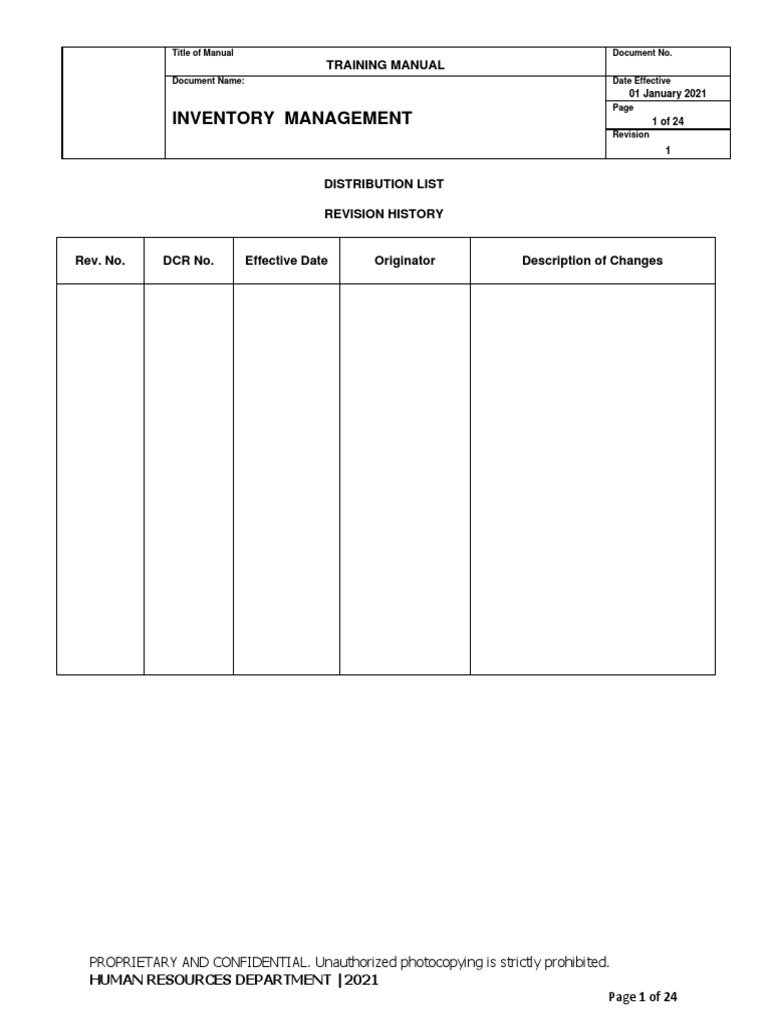 Inventory Management: Training Manual | PDF | Inventory | Cost Of Goods ...