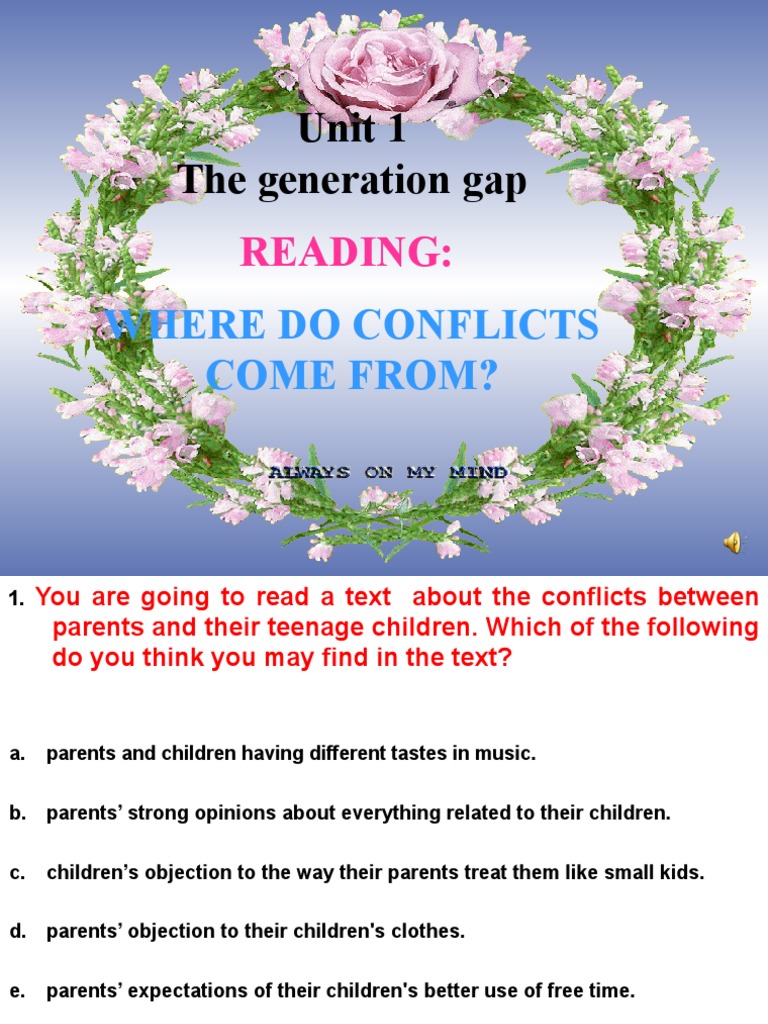 Unit 1 The Generation Gap Lesson 3 Reading | PDF | Adolescence ...