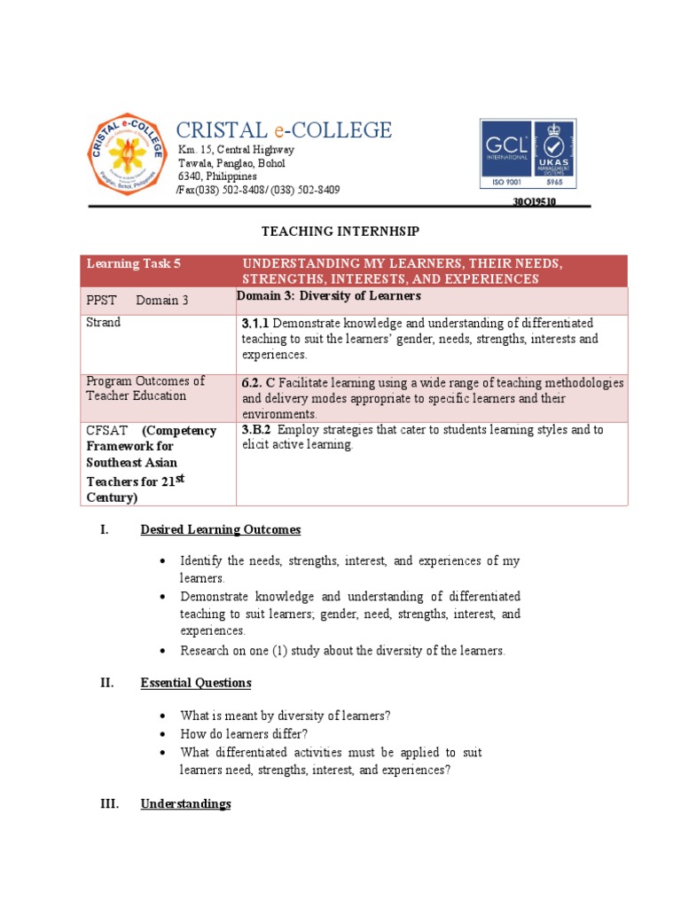 Learning Task 5 | PDF | Teachers | Learning