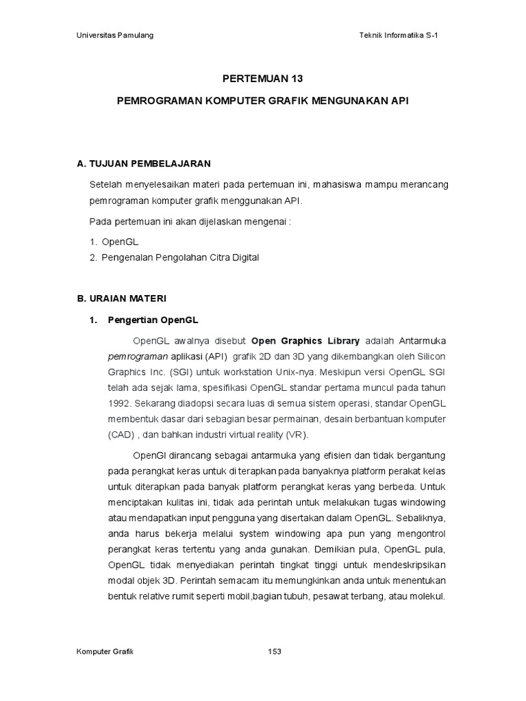 TPL0362 - 13 - Pemrograman Komputer Grafik Mengunakan Api | PDF | Seni | Teknologi & Rekayasa