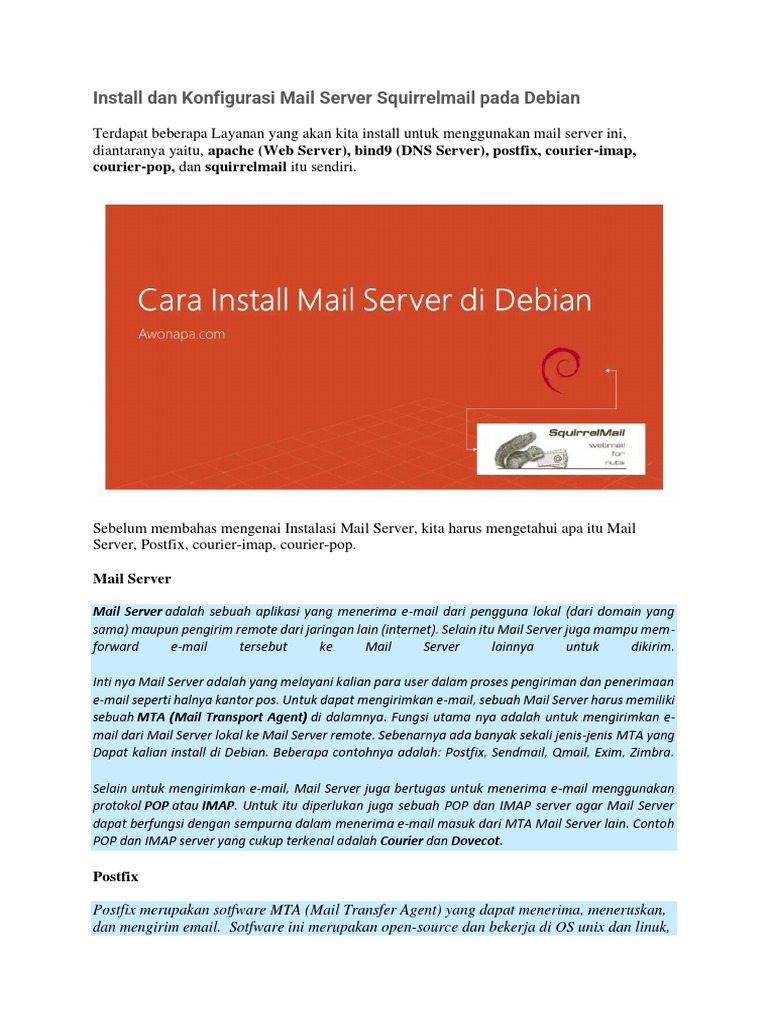 11 Email Server Squirrelmail Pada Debian Dan Windows | PDF