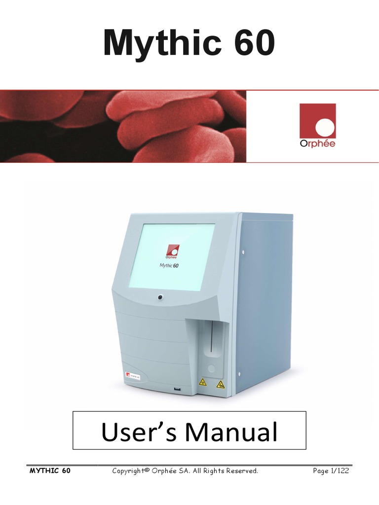 Mythic 60: User's Manual | PDF | Blood Cell | Sodium Hydroxide