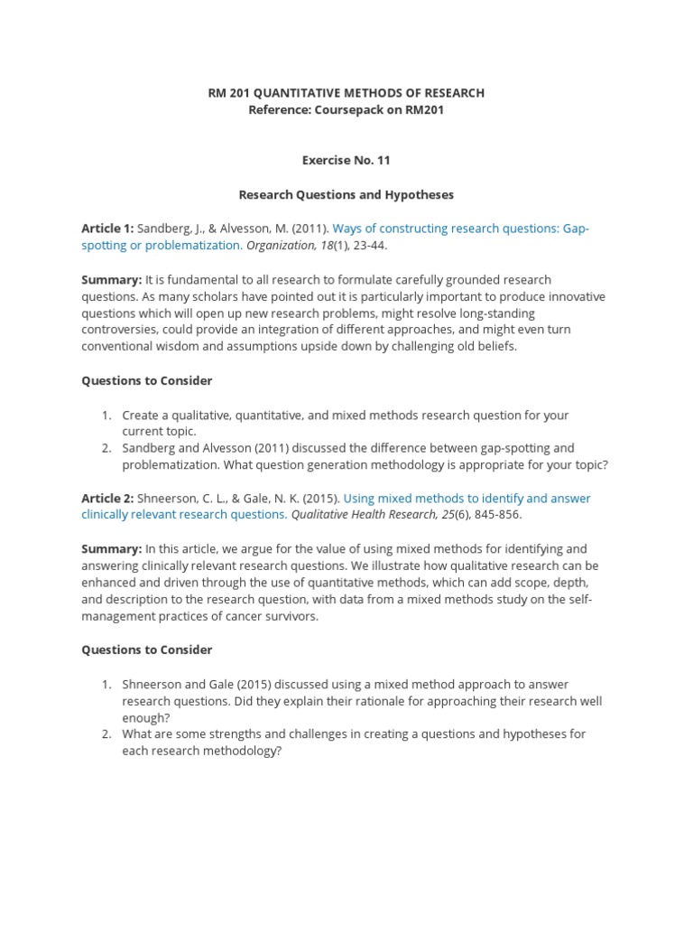 Ways of Constructing Research Questions: Gap-Spotting or ...