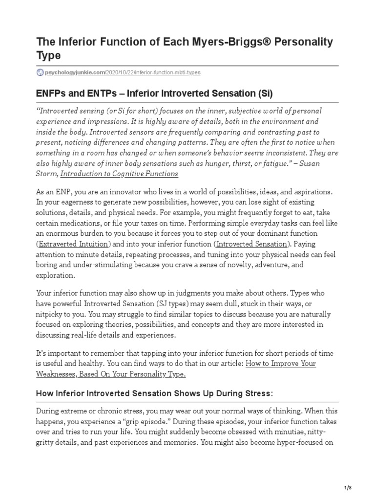 4-The Inferior Function | PDF | Personality Type | Extraversion And ...