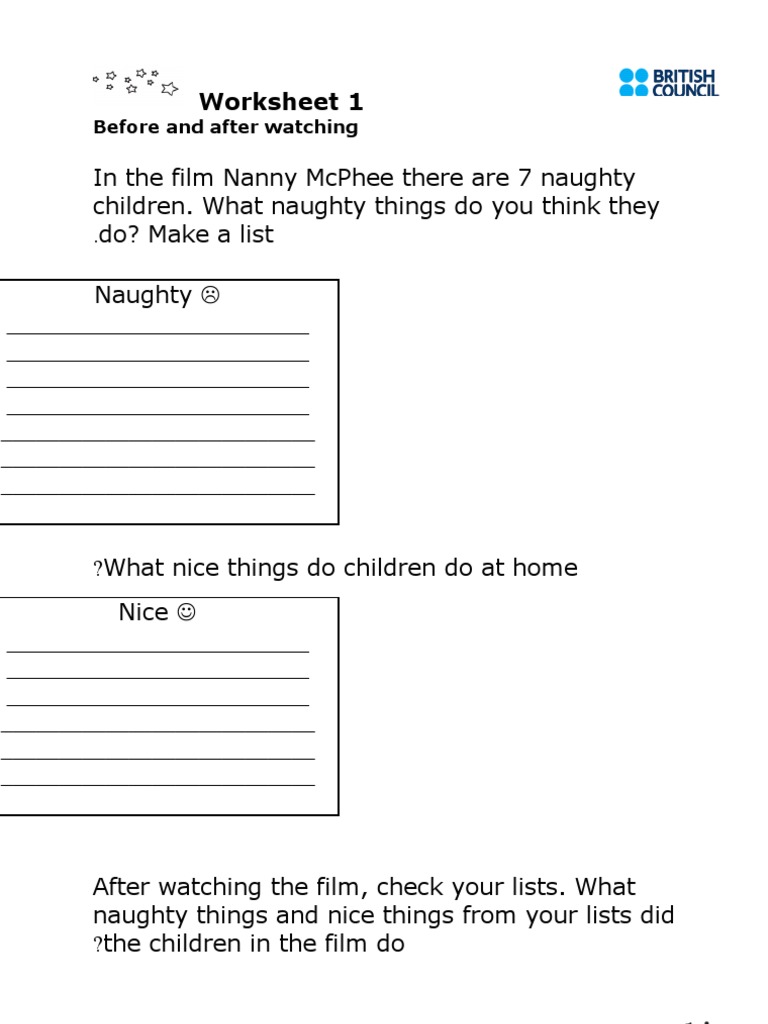 Nanny Mcphee Worksheet | PDF